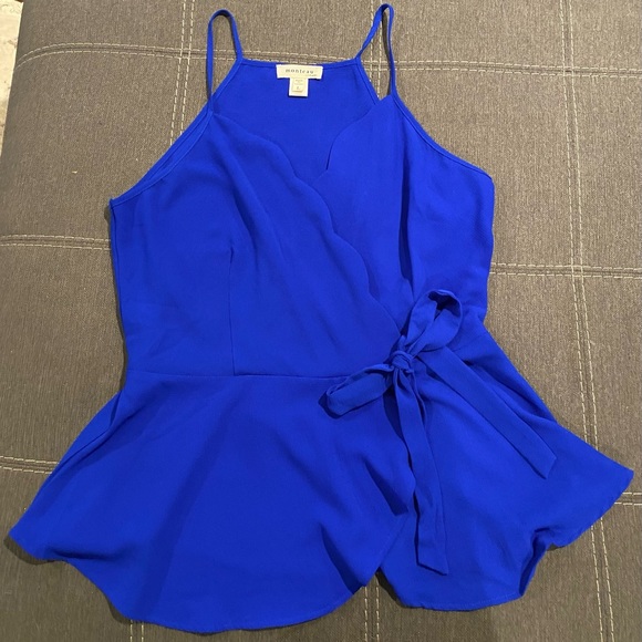 Monteau | Tops | Royal Blue Tank With Scalloped Top And Cute Bow | Poshmark